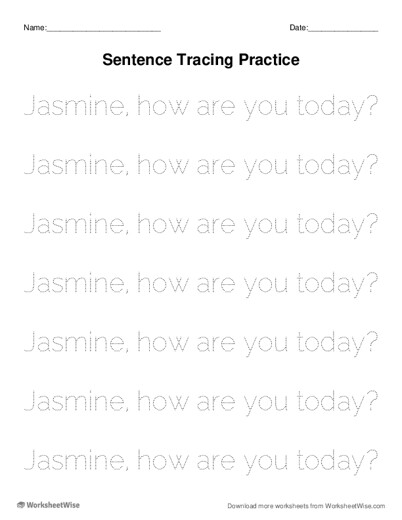 Sentence Tracing Worksheet Generator